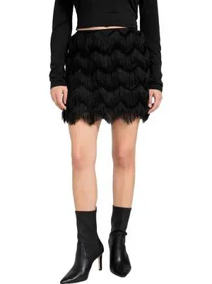 Guess Fringe Mini Skirt - Black-black