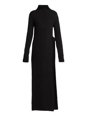 Moncler X Jil Sander Asymmetric Wool Turtleneck Dress - Black
