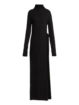Moncler X Jil Sander Asymmetric Wool Turtleneck Dress - Black