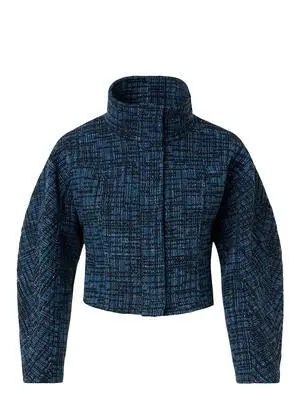Akris Raw Denim Tweed Zip Jacket Medium Blu