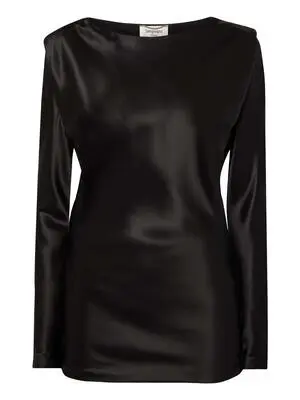 Saint Laurent Draped Silk-satin Blouse - Black