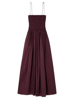 Matteau Shirred Organic Cotton Maxi Dress - Burgundy