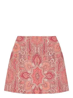 MARTA FERRI Printed Linen Mini Skirt Multi