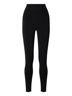 Alaïa Paneled Ribbed-knit And Stretch-jersey Leggings - Black