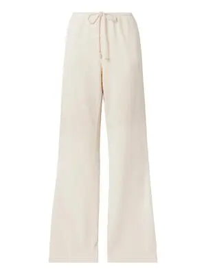 THE ELDER STATESMAN Cotton And Cashmere-blend Wide-leg Pants - Ecru