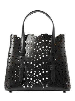 Alaïa Mina 20 Laser-cut Leather Tote - Black