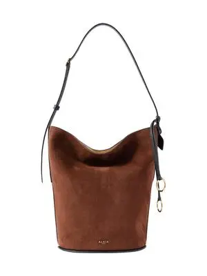 Alaïa Leather-trimmed Suede Tote - Brown
