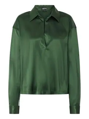 TOM FORD Silk-blend Satin Blouse - Green