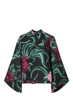 La DoubleJ Floral-print Silk-twill Blouse - Green
