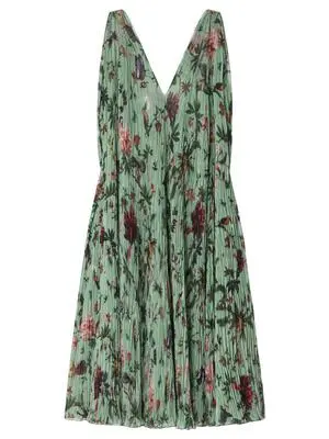 La DoubleJ Twirling Floral-print Plissé-chiffon Maxi Dress - Green