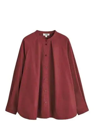 Cos Grandad-collar Cotton Shirt - Red