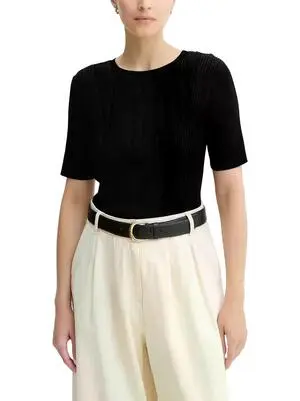 SESSUN Knitted Short Sleeve Top - Black