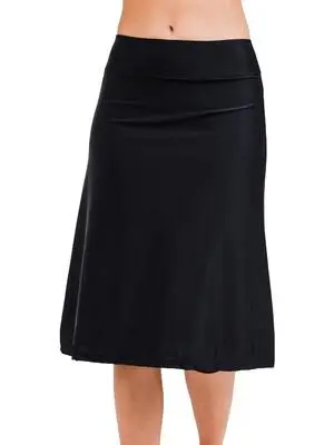 CALYPSA Long Swim Skort With Capri Leggings - Black
