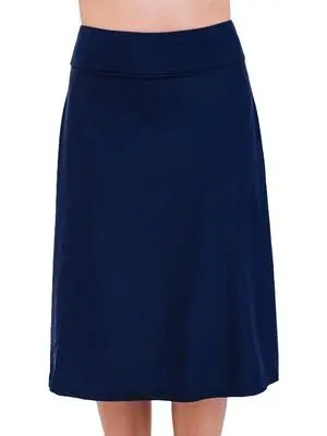 CALYPSA Long Swim Skort With Capri Leggings - Navy
