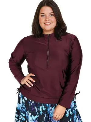 CALYPSA Half-zip Nora Swim Top - Wine