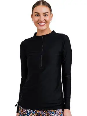 CALYPSA Half-Zip Nora Swim Top Black