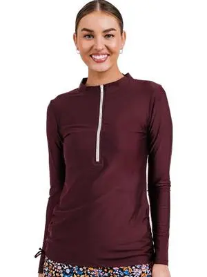 CALYPSA Half-zip Nora Swim Top - Wine