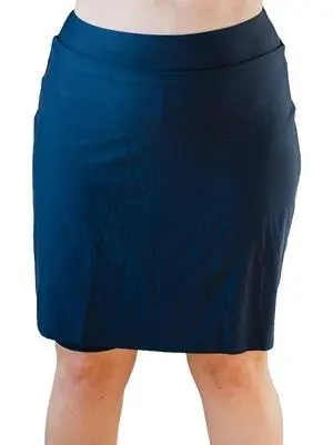 CALYPSA Knee-length Swim Skort With Bike Shorts - Navy