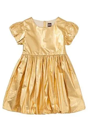 TEA COLLECTION Metallic Balloon Skirted Dress - Metallic Gold