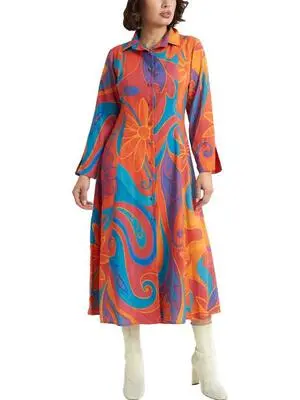 FLORENCIA DAVALOS Voyage Shirt Dress - Orange Hippie Florals