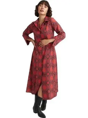 FLORENCIA DAVALOS Voyage Shirt Dress - Red Tile Flower