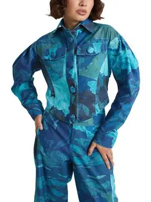 FLORENCIA DAVALOS Bliss Jacket - Floral Camo In Shades Of Blue