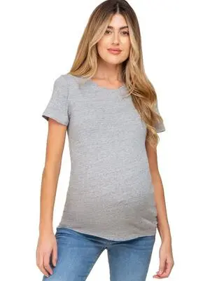 PINKBLUSH Basic Crew Neck Tee Heather Grey