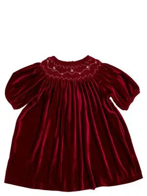 WILD WAWA Velvet Smock Dress - Burgundy