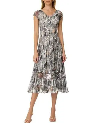 Komarov Lace Inset Charmuese Dress - Black Eye