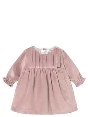 MAYORAL Velvet Pleated Dress With Ruffle Cuffs - Pink