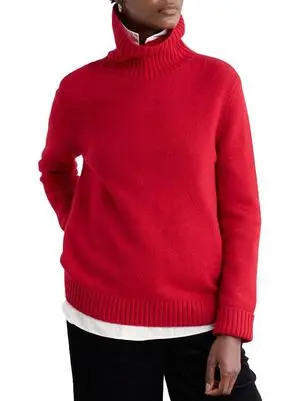 SEASALT CORNWALL Braque Turtleneck Wool-Blend Sweater Knit Melange Carmine