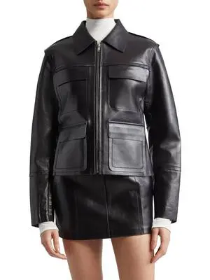 STAND STUDIO Sherla Lambskin Leather Jacket - Black
