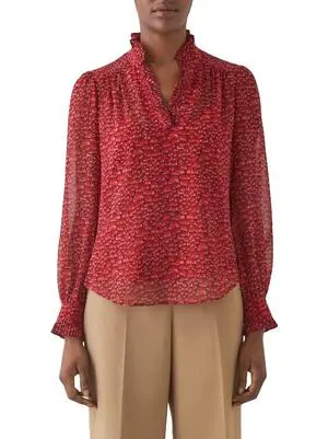 LK BENNETT Suzette Pleat Top - Red