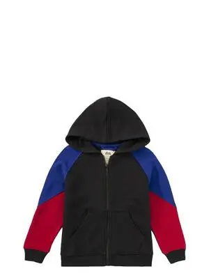 TEA COLLECTION Colorblock Zip-Up Hoodie Jet Black