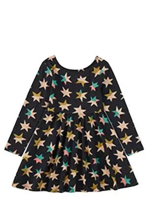 TEA COLLECTION Printed Ballet Dress - Colorblock Metallic Stars