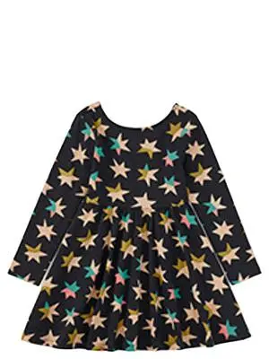 TEA COLLECTION Printed Ballet Dress - Colorblock Metallic Stars
