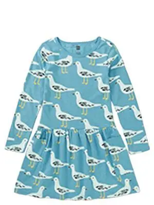 TEA COLLECTION Long Sleeve Pocket Dress - Squabble Of Seagulls