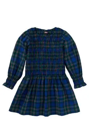 TEA COLLECTION Smocked Plaid Dress With Blouson Sleeves - Busan Holiday Plaid