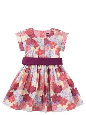 TEA COLLECTION Organdy Sash Dress - Peonies & Chrysanthemums