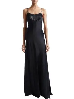 JASON WU Washed Twill & Sequin Gown - Black