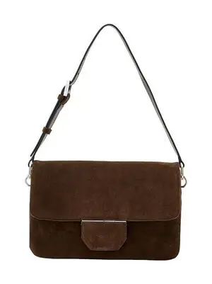 ALLSAINTS Ondine Medium Suede Shoulder Bag - Fango Brown