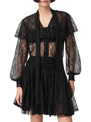 ALLSAINTS Athena Lace Shirt - Black