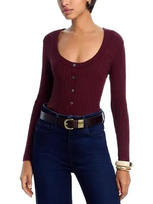 Paige Lima Scoop Neck Cardigan - Oxblood