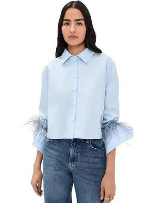 Tanya Taylor Largaux Feather Top Oxfordblue