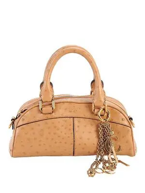 Chloé Small Stippled Leather Bowling Bag - Nougat
