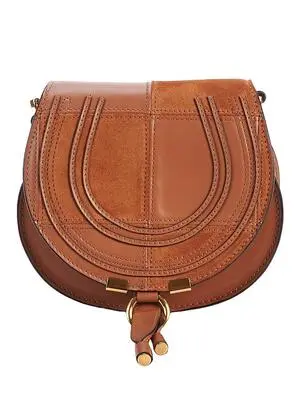 Chloé Marcie Small Suede And Leather Saddle Bag - Dusty Tan