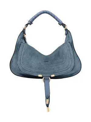 Chloé Marcie Suede Shoulder Bag Ashes Blue