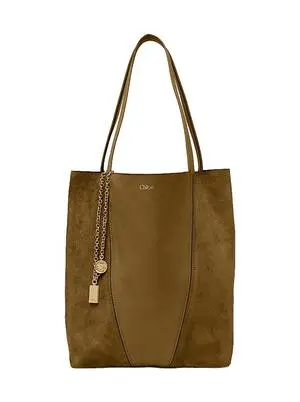 Chloé Spin Medium Tote - Boyish Brown Leather And Suede