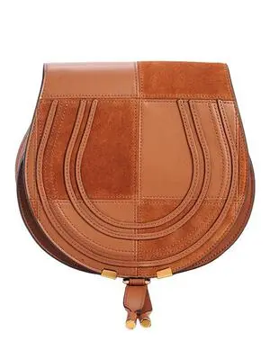 Chloé Marcie Checkered Saddle Bag - Dusty Tan