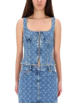 MARINE SERRE Bustier Top - Blue